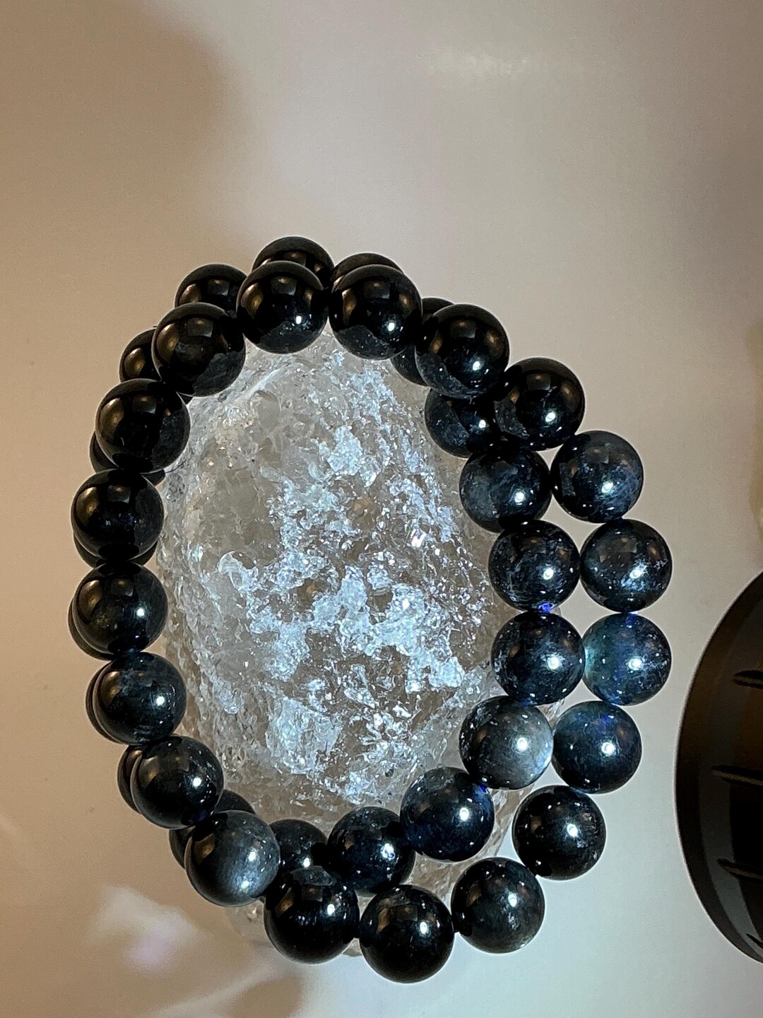 Devil Aquamarine 10mm Beaded Bracelet | Natural Blue Gemstone | 7.5 ...
