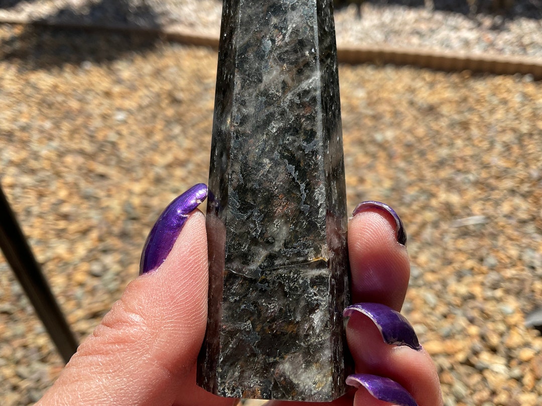 Black Thousand Layer Quartz Crystal Tower: Lodolite Quartz - Etsy
