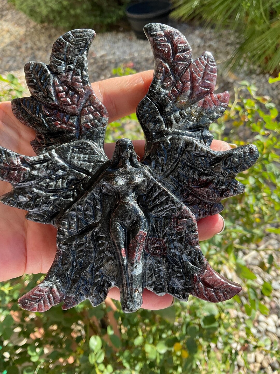 Garnet Lady Goddess Angel Carving With Wings - Etsy