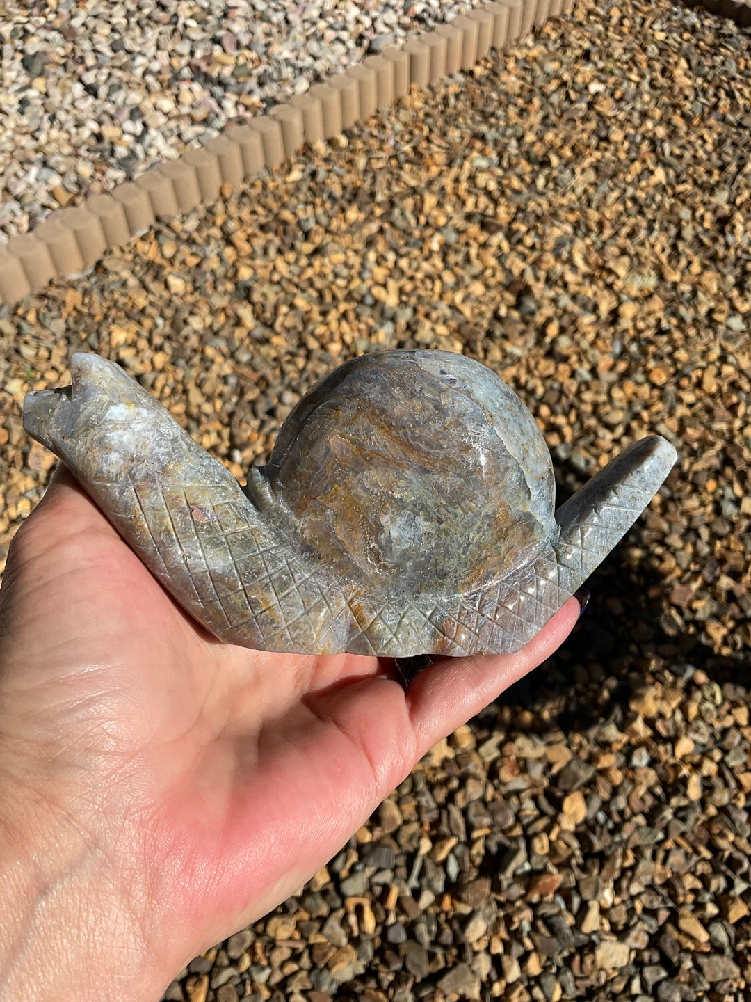 Ocean Jasper Crystal Snail Carving/ocean Jasper Snail Home Decor/ocean ...