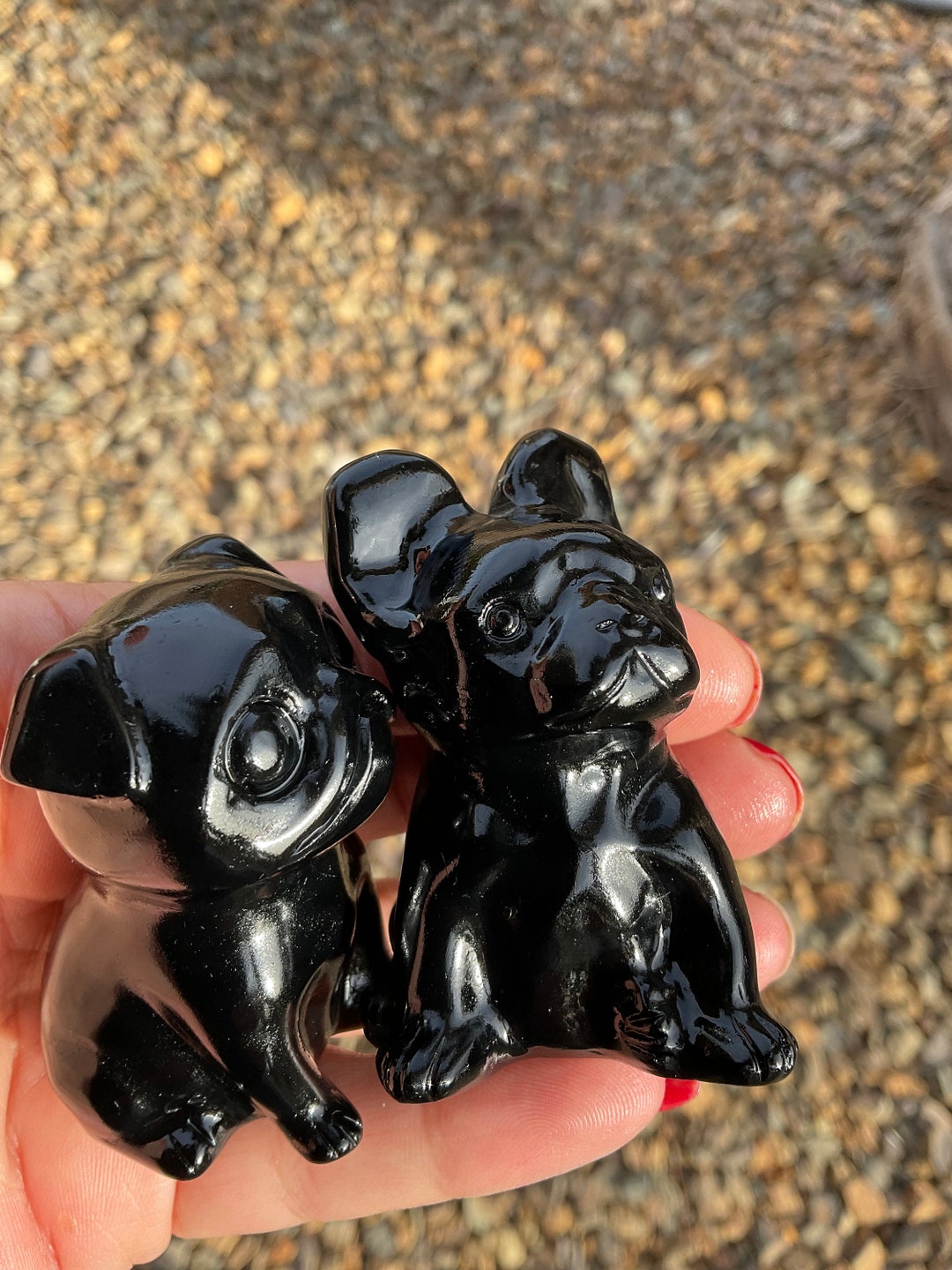Black Obsidian French Bulldog, Poodle or Pug Dog Animal Carving/crystal ...