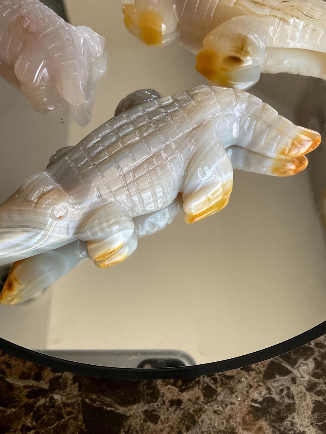 Banded Agate Alligator Carving: Brazilian Stone Reptile Decor - Etsy