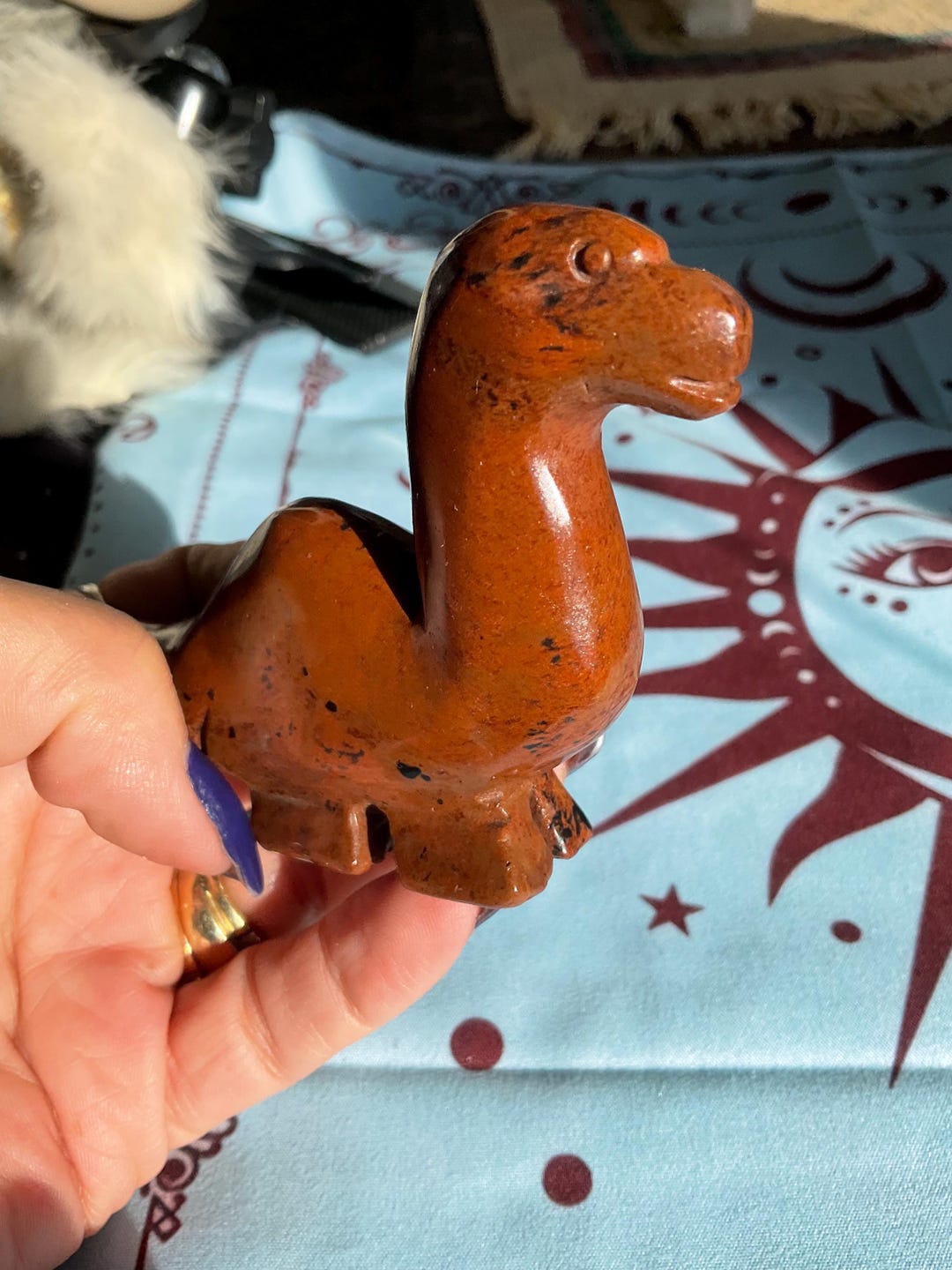 Red Mahogany Obsidian Long Neck Dinosaur Crystal Carving/red Mahogany ...