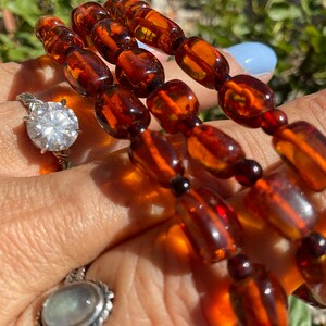 Blood Amber Barrel Shaped Stone Bracelet/blood Amber Stone Jewelry - Etsy