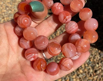 Natural Nanhong South Red Agate Beaded Four Wraps Bracelet, Unheated ...