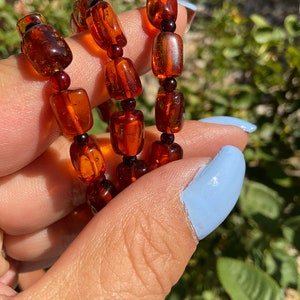 Blood Amber Barrel Shaped Stone Bracelet/blood Amber Stone Jewelry - Etsy