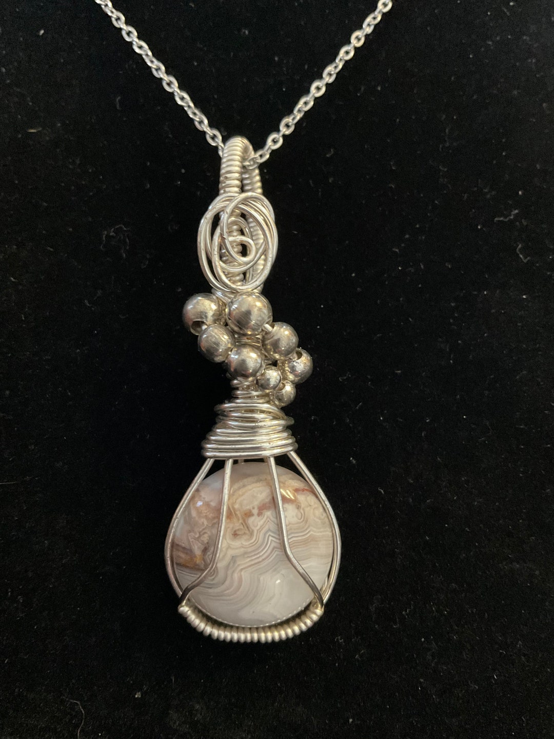 Crazy Lace Crystal Stone Wrapped in Fadeless Silver Wire/ Crystal ...