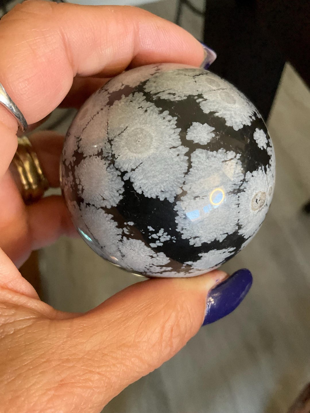 Black Snowflake Obsidian Crystal Sphere: Home Decor (57.4mm) - Etsy