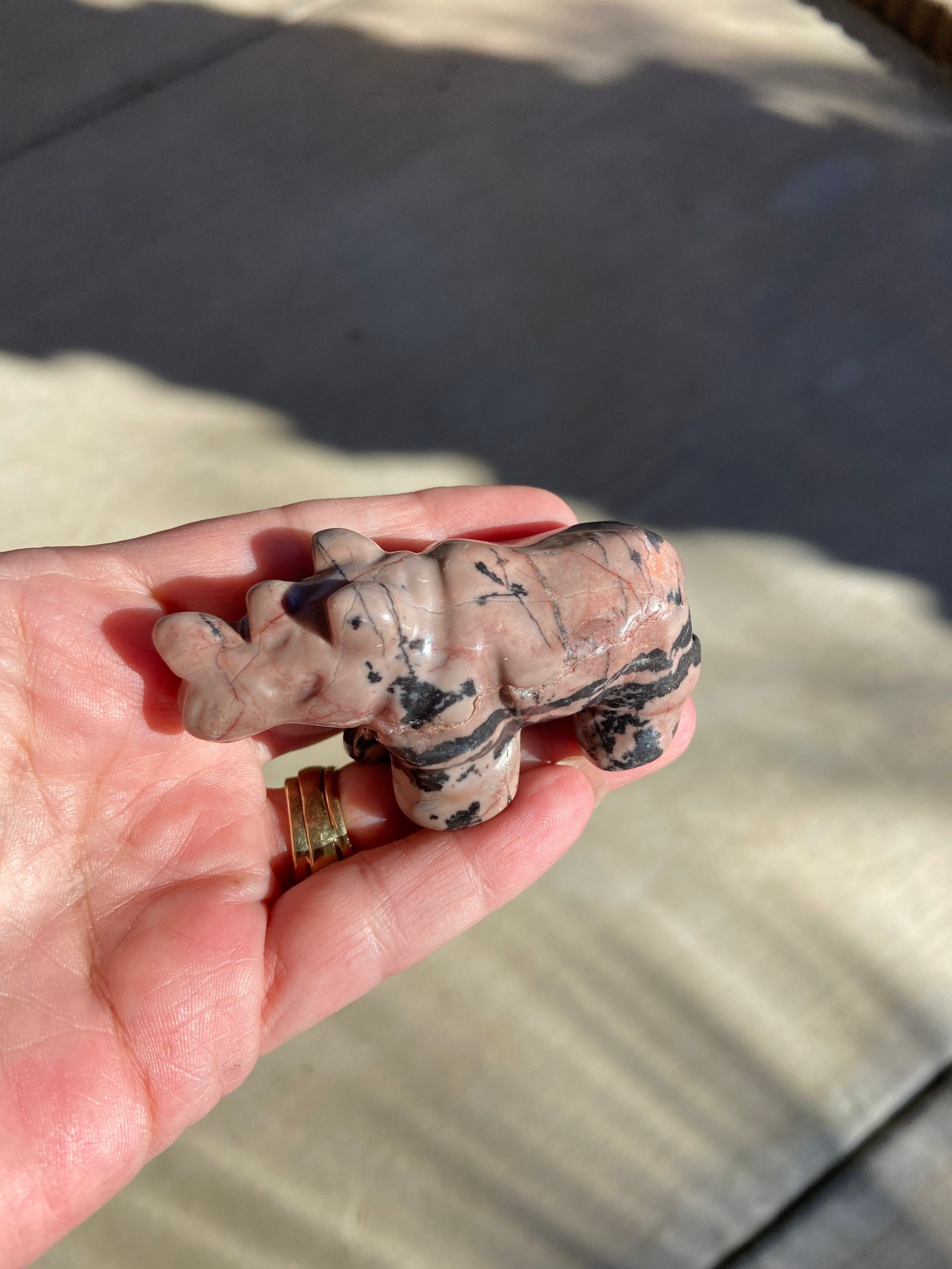 Crystal Rhino Carving, Quartz Rhino, Rhodonite Rhino, Crystal Carving ...