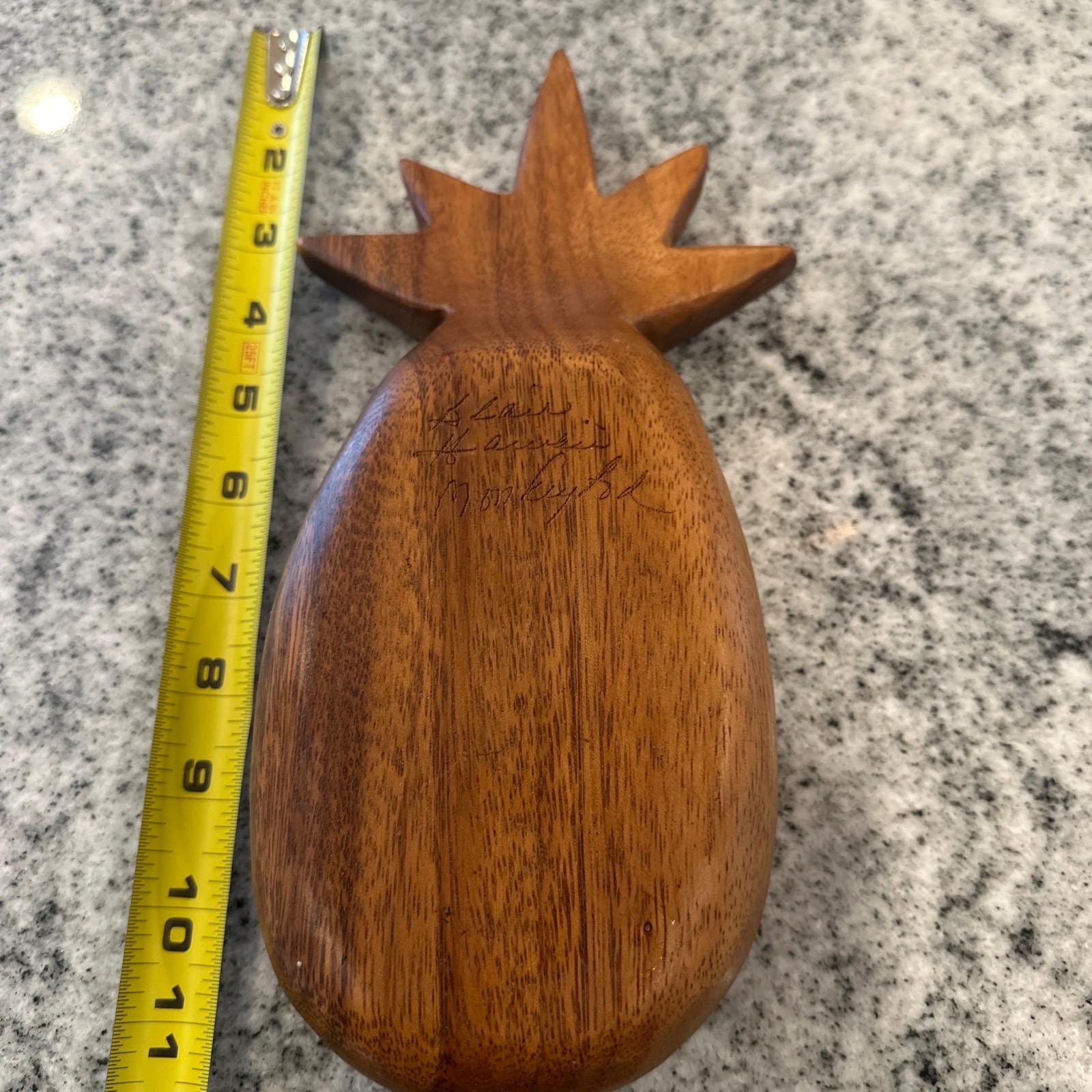 Vintage 1950's Monkey Pod Wood Pineapple Serving Bowl Tray Wood 11.5 ...