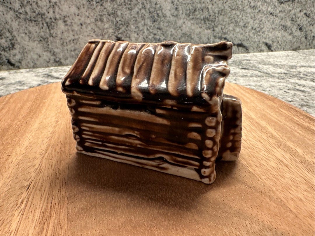 Van Dyk Teas Vintage Abraham Lincoln Log Cabin Ceramic Bank Used ...