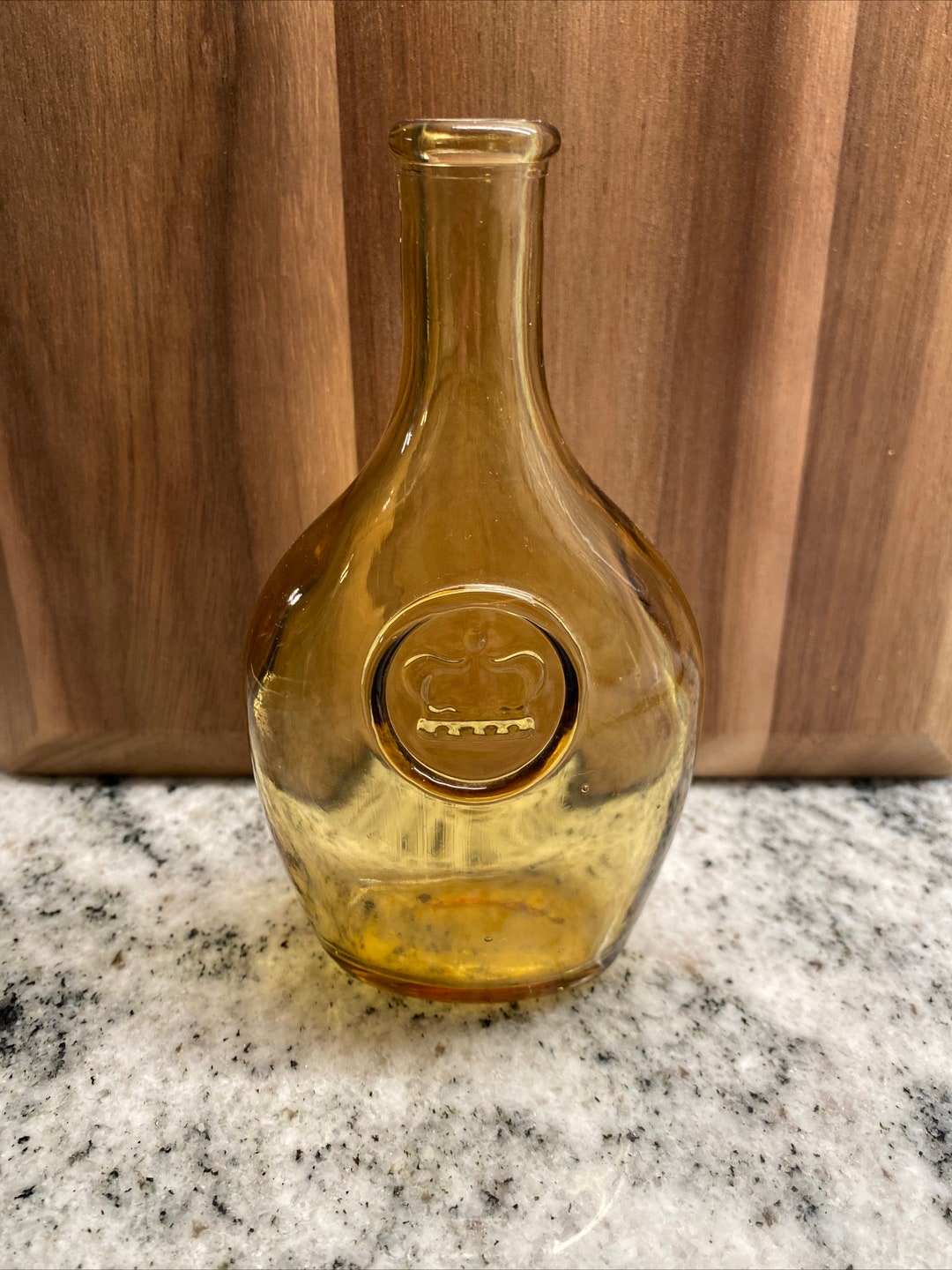 Vintage Wheaton Light Amber Glass Bottle With Crown Design 5.5" - Etsy