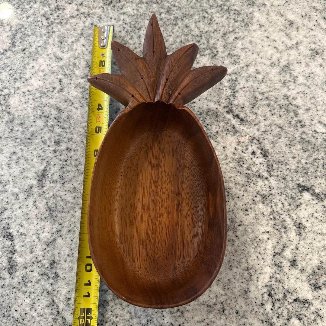 Vintage 1950's Monkey Pod Wood Pineapple Serving Bowl Tray Wood 11.5 ...