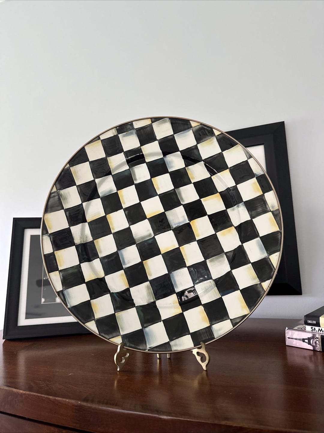 MACKENZIE CHILDS Round 1995 CAMP Platter 16” Courtly Check Enamel - Etsy