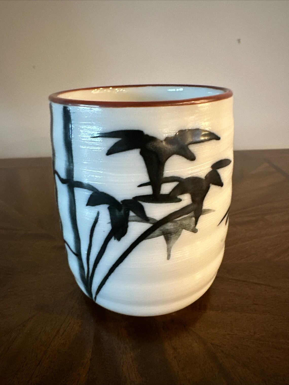 Vintage Art Pottery Cup Asian Black Bamboo Design 12 Ounce Capacity - Etsy