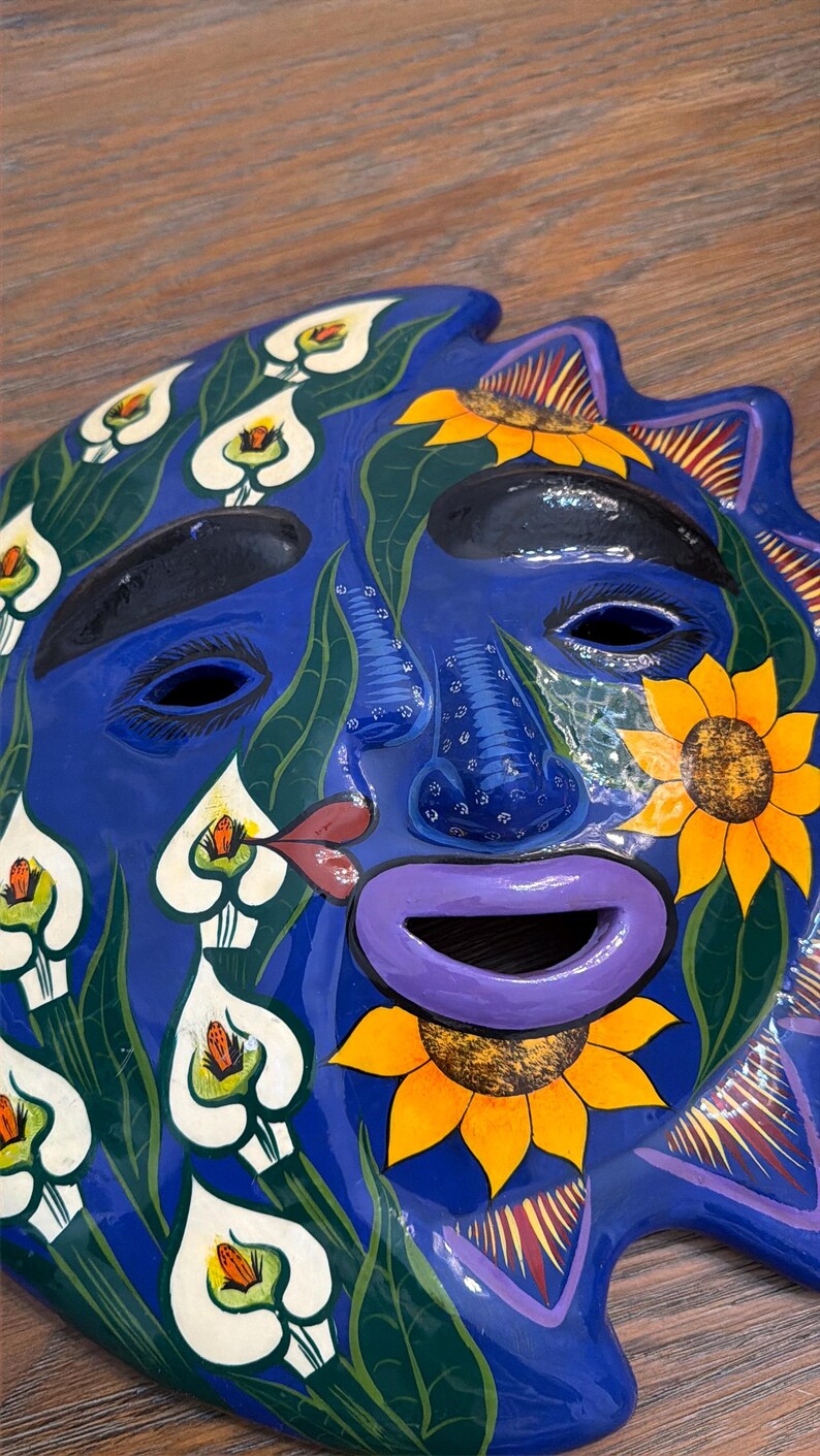 Mexican Talavera Sun & Moon Face Wall Plaque Hand Painted Ceramic ...