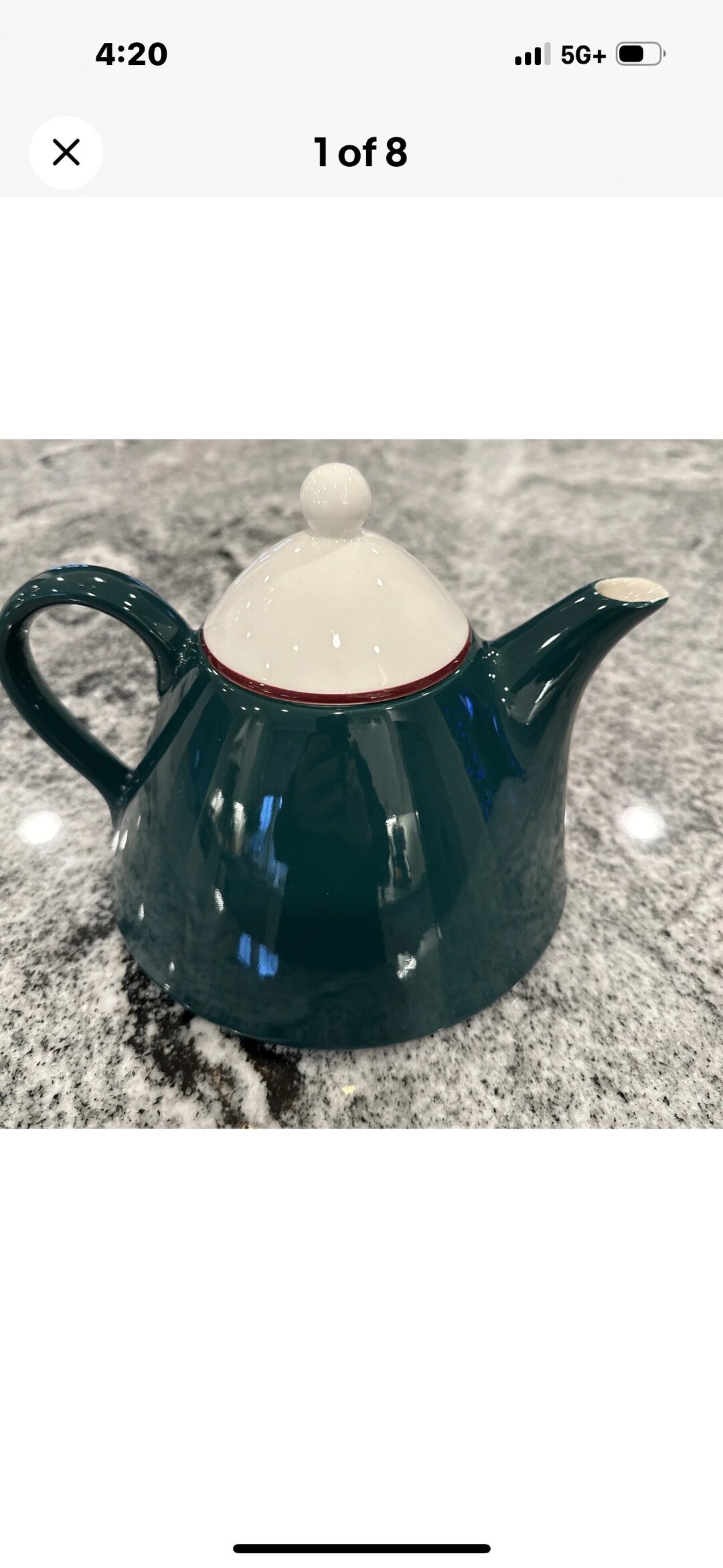 Italian Vintage Pagnossin Treviso Italy Teapot Green With White Lid W ...