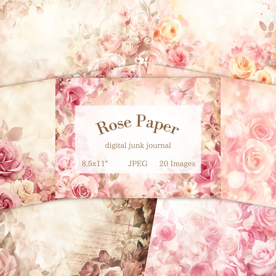 Printable Antique Pages, Watercolor Rose Journal Page, Junk Journal ...