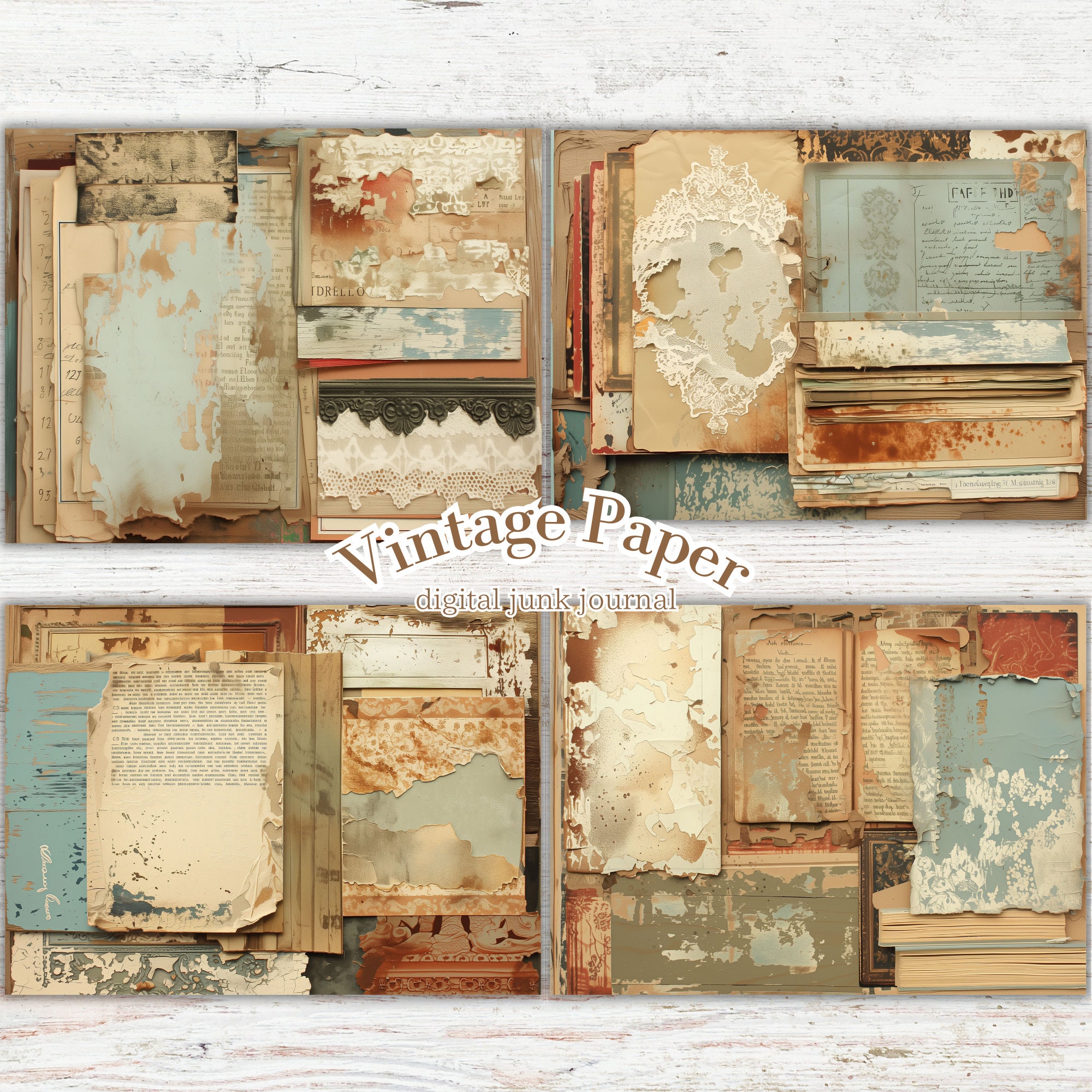 Printable Antique Pages, Shabby Chic, Vintage Paper Junk Journal, Old ...