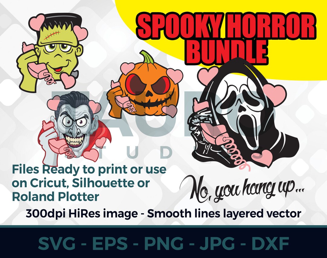 Spooky Horror Halloween Pack Svg, Clipart Files for Cricut, Silhouette ...