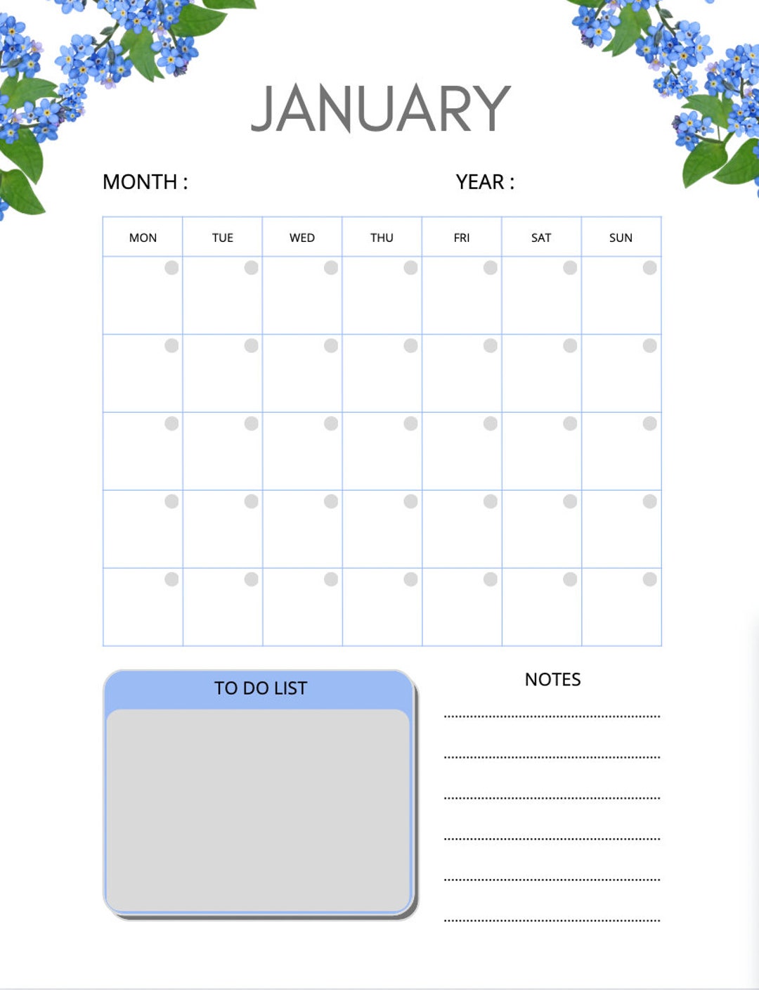 2023_ Floral Monthly Planner - Etsy