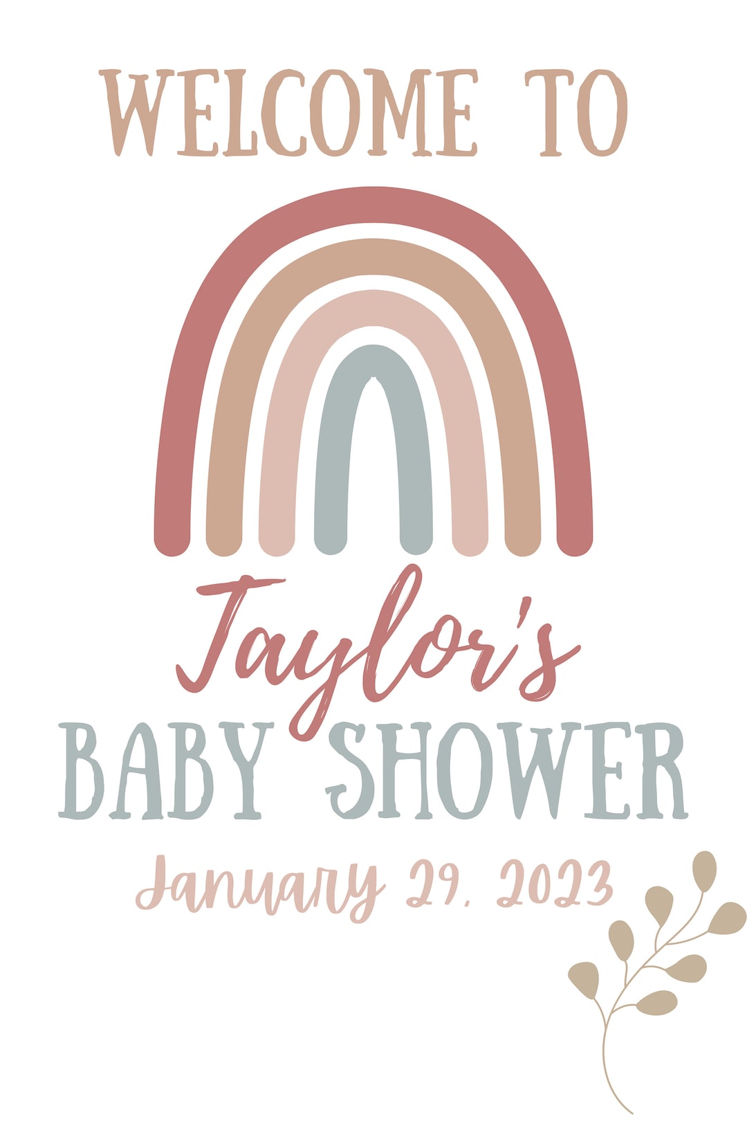 Boho Rainbow Baby Shower Welcome Poster, Digital Print - Etsy