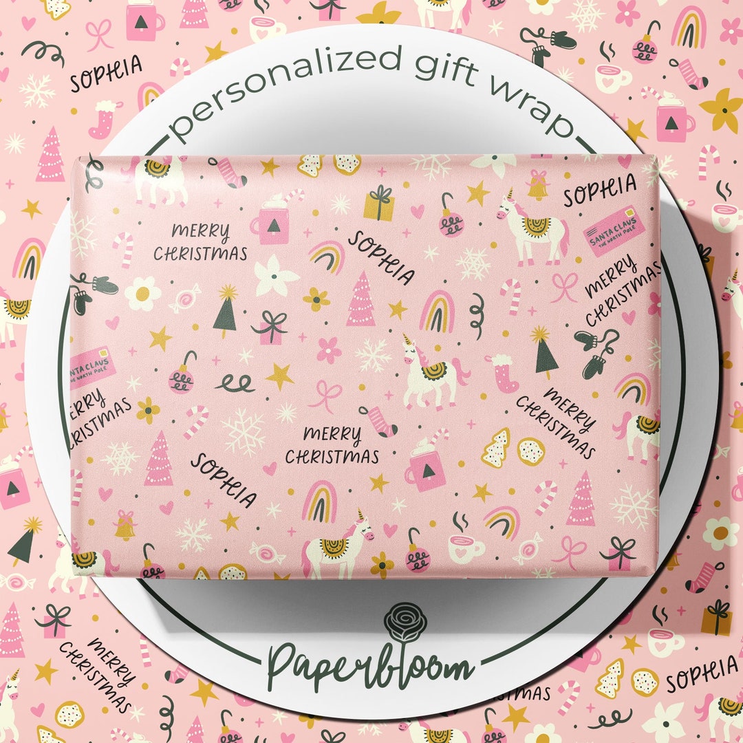 Custom Name Personalized Wrapping Paper, Customizable Holiday and ...