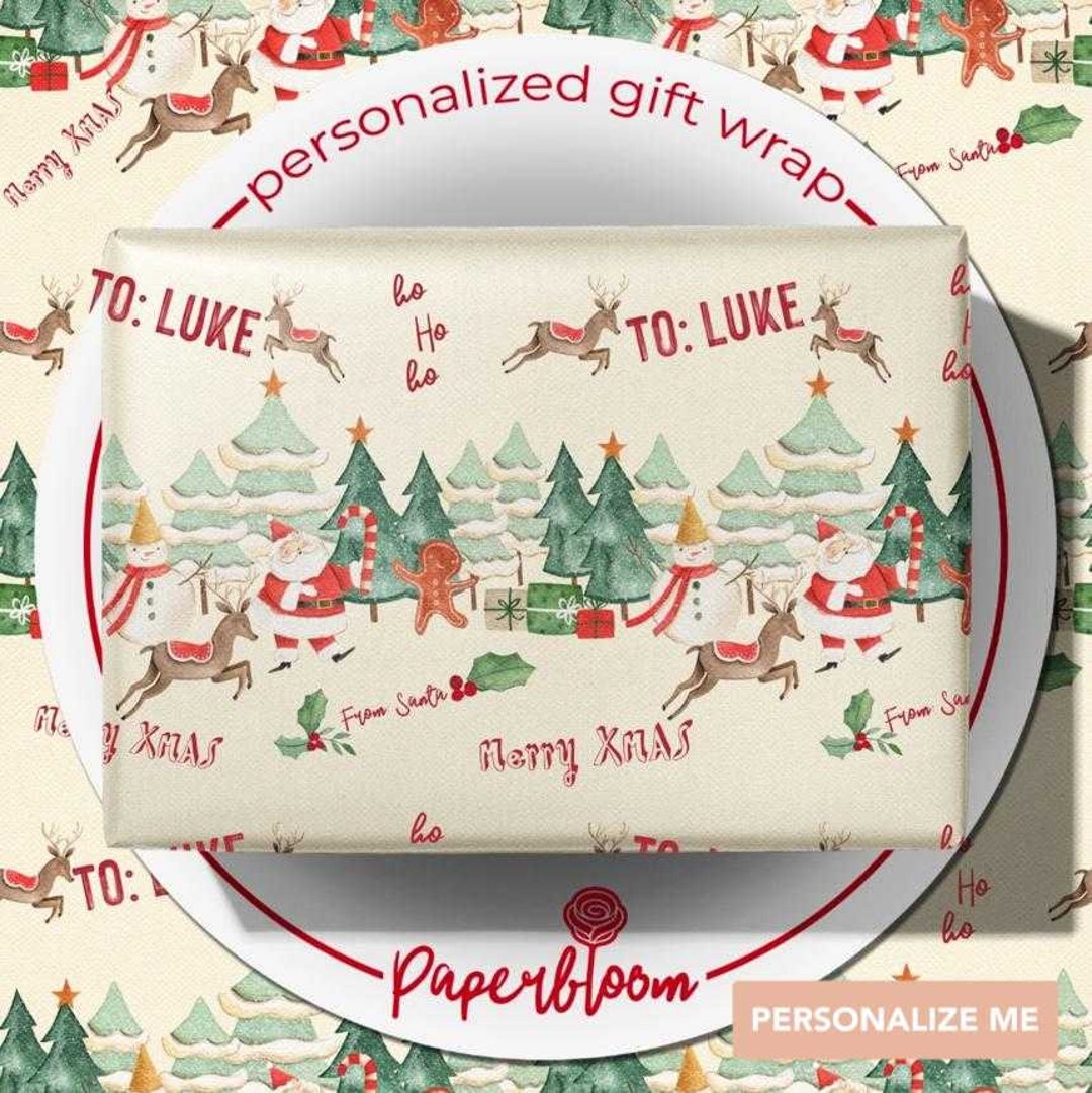 Custom Name Personalized Wrapping Paper, Customizable Holiday and ...