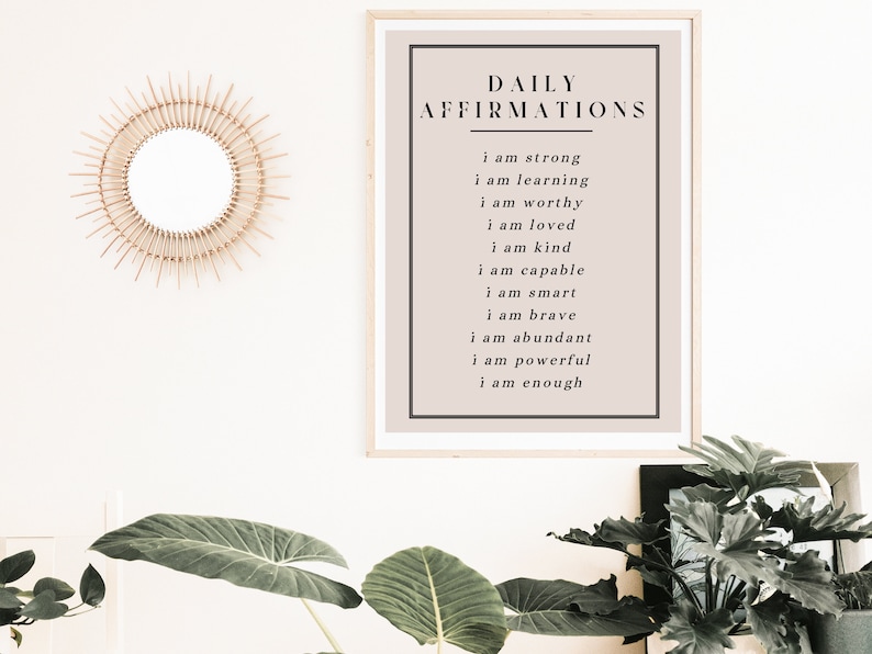 Positive Affirmations Poster Mental Health Art Therapy Office Decor ...