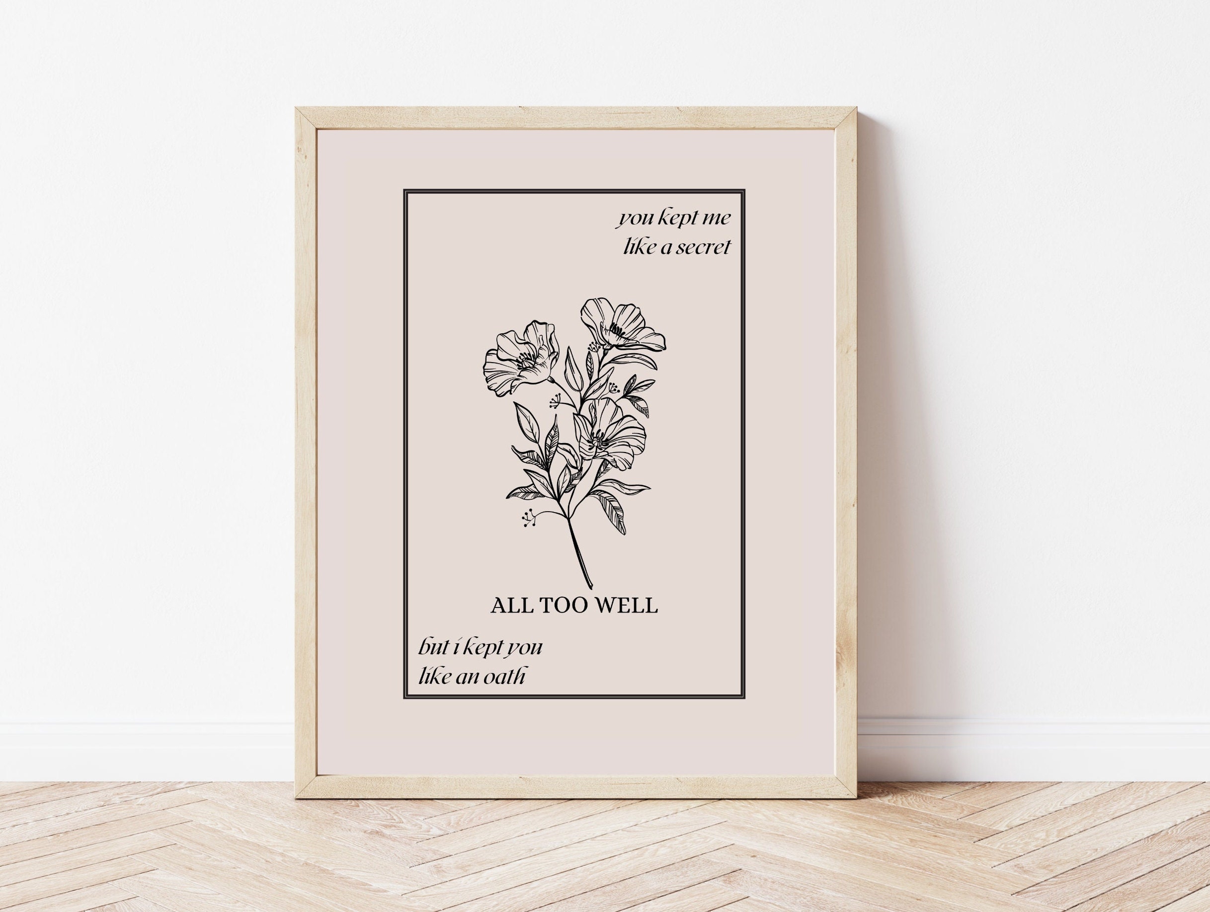 Taylor Swift Wall Art, Aesthetic Digital Print, Boho Printable, All Too ...