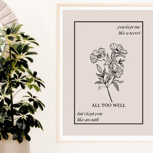Taylor Swift Wall Art, Aesthetic Digital Print, Boho Printable, All Too ...