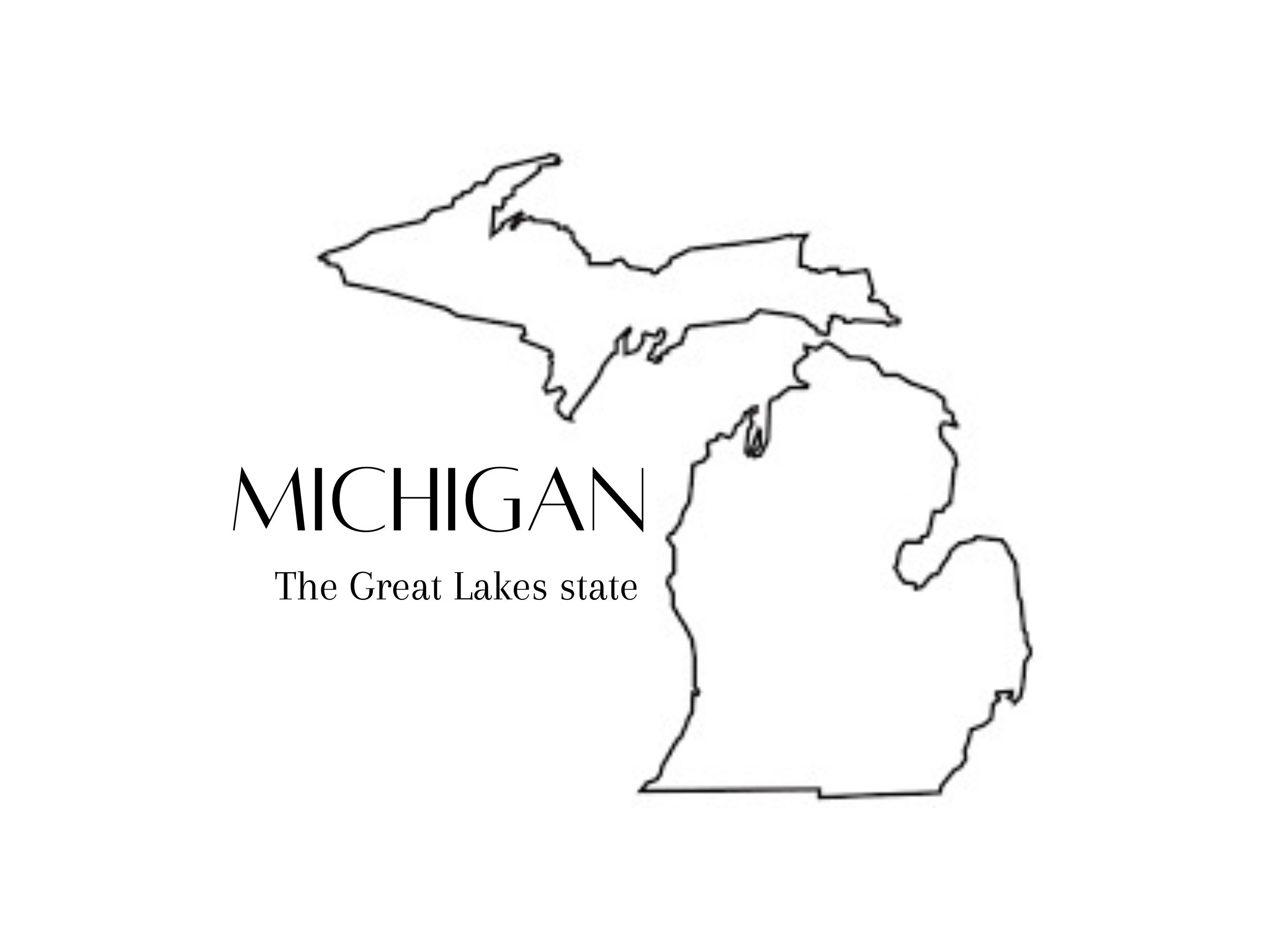 Digital Michigan Wall Art, Great Lakes Digital Print, Minimalist Wall ...