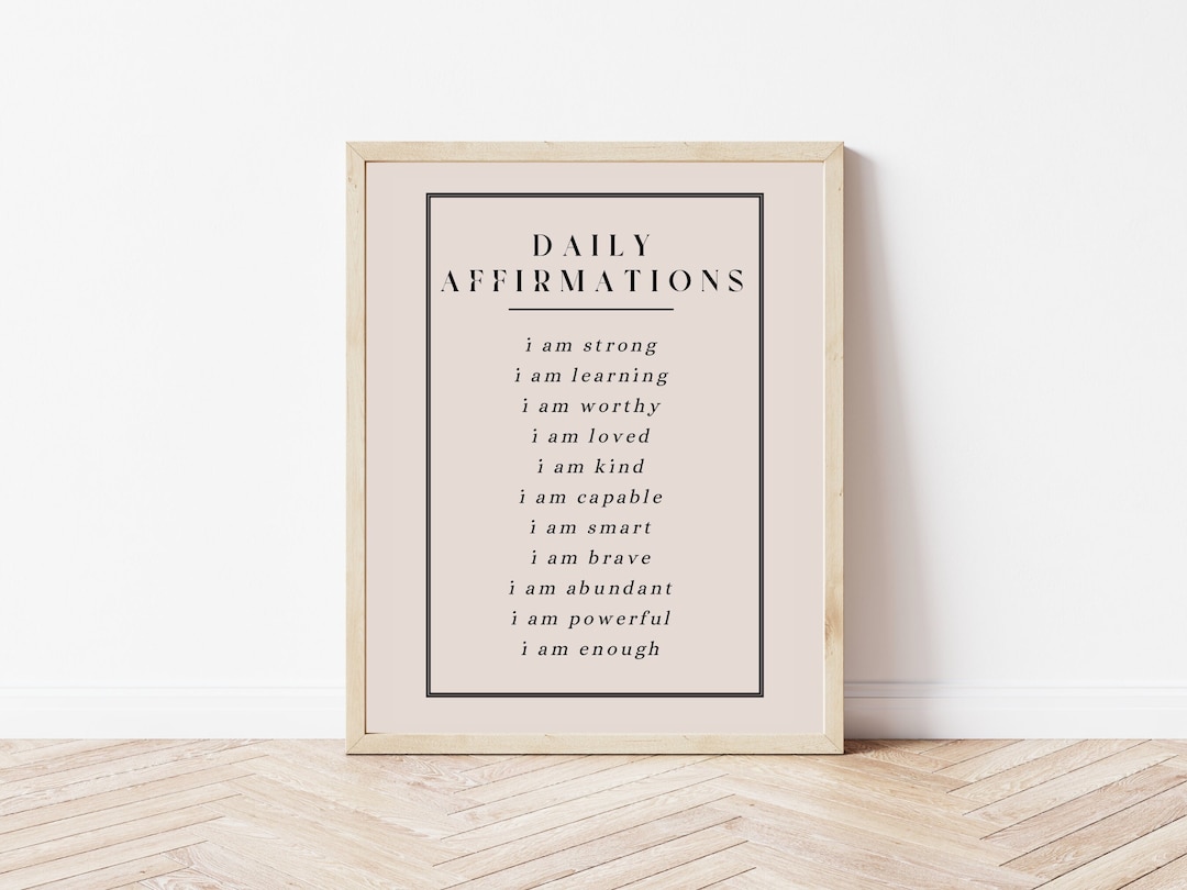 Positive Affirmations Poster | Mental Health Art | Therapy Office Decor ...