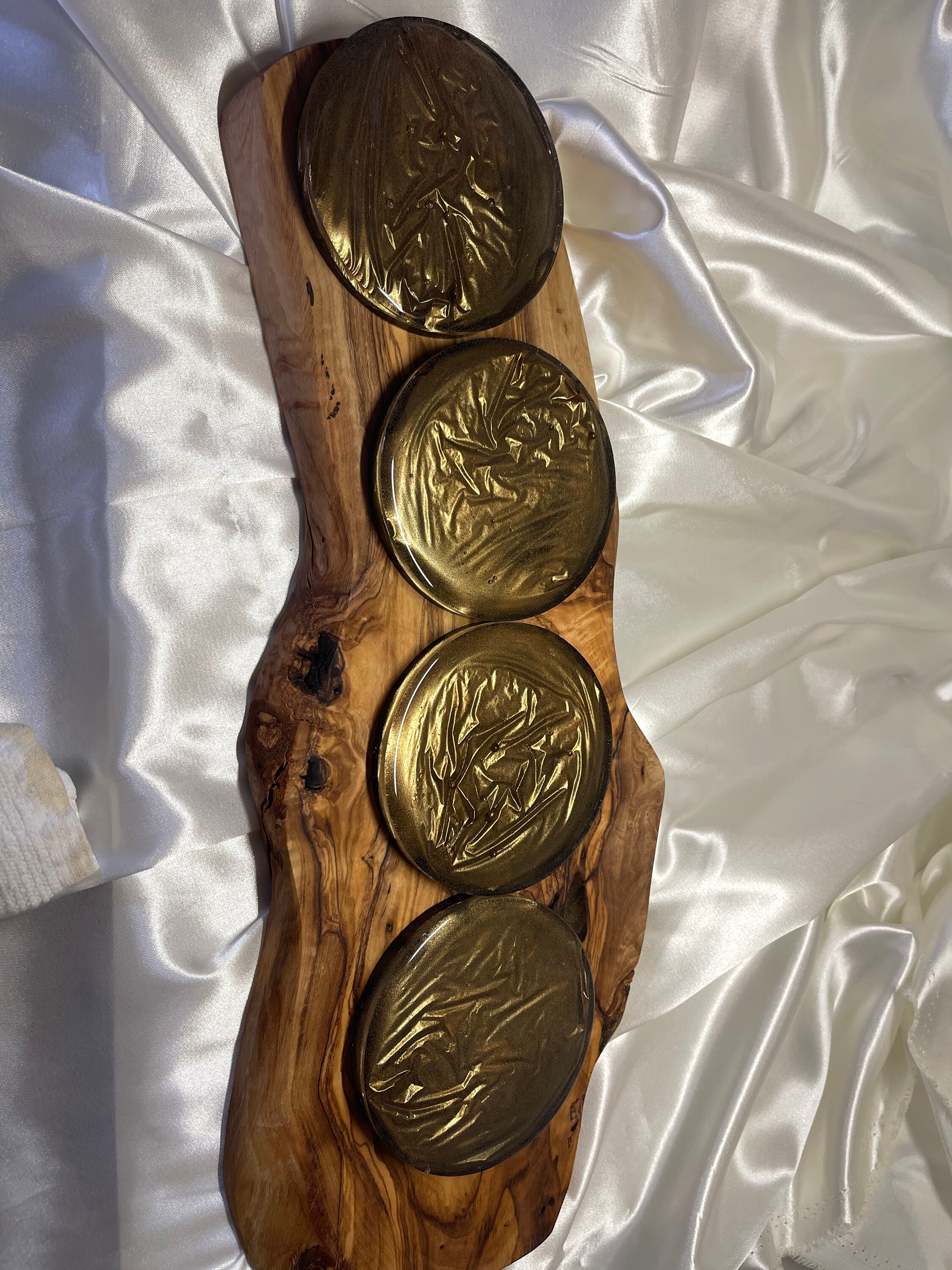 Beautiful crushed Velvet Resin Coasters satin Coasters Set of 4 ...