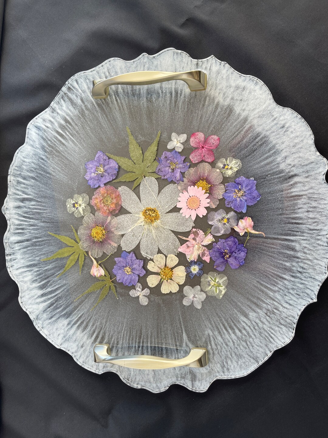 Handmade Floral Resin Tray | Real Flower Tray | Botanical Tray ...