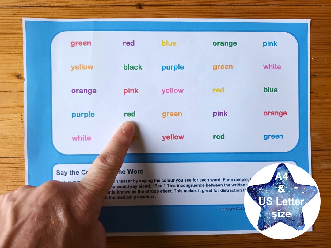 Buy Say the Colour Not the Word, Printable Instant Download ...