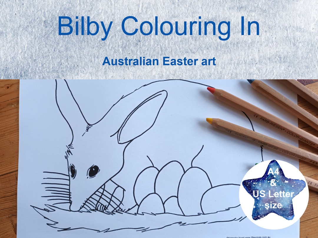 Easter Bilby Coloring in Sheet Printable Instant Download - Etsy UK