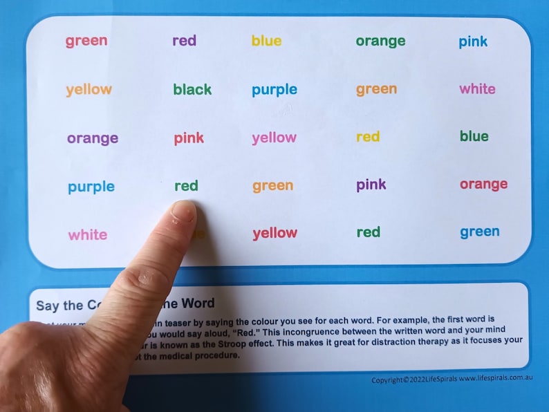 Say the Colour Not the Word, Printable Instant Download, Mindfulness ...