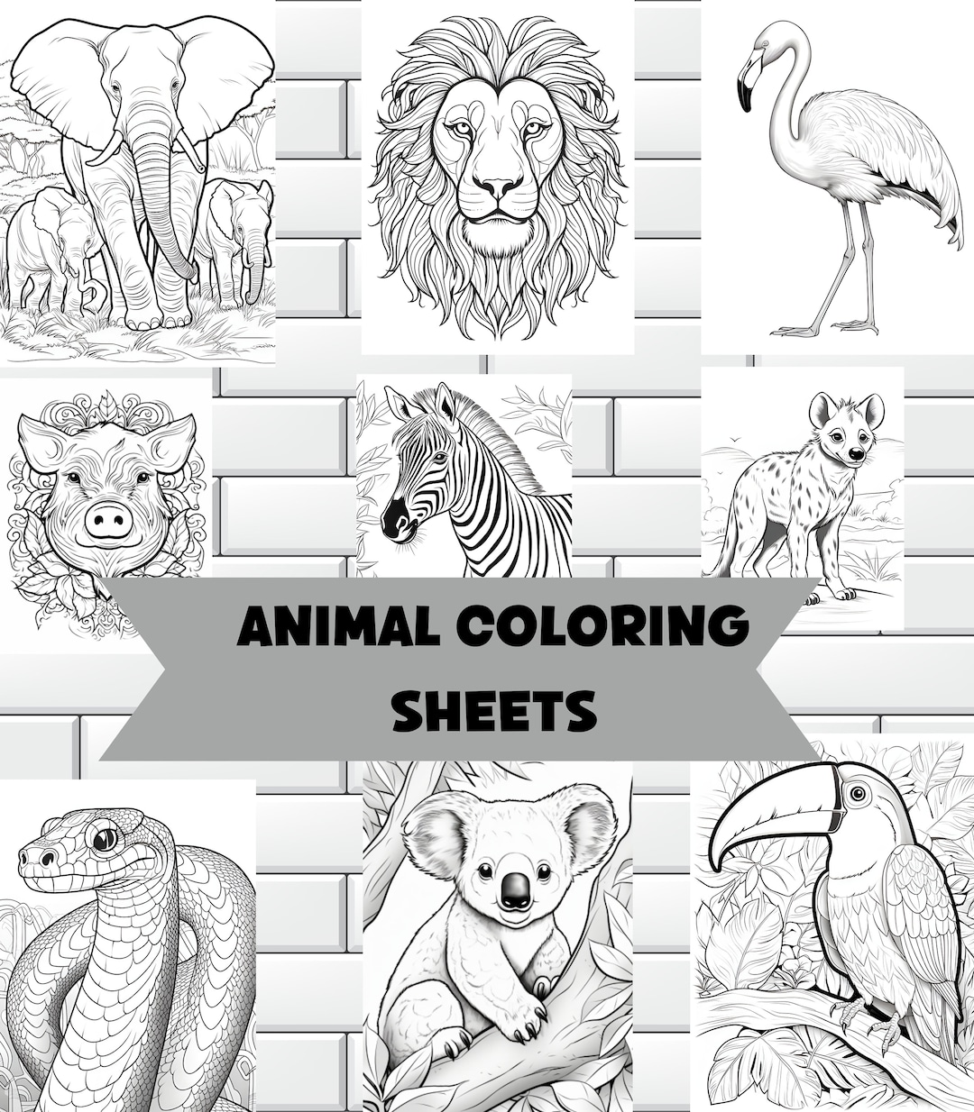 Safari Animals Coloring Pages, Digital Download Coloring Sheets ...