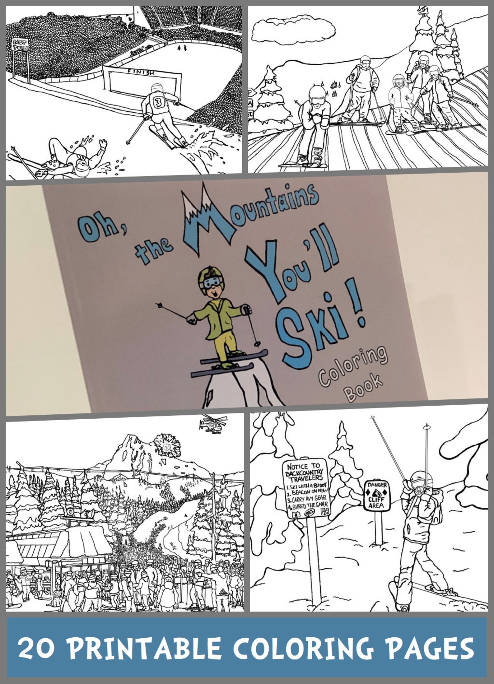 Ski Coloring Pages From Oh the Mountains You'll Ski! by Dr. Chutes 20 ...