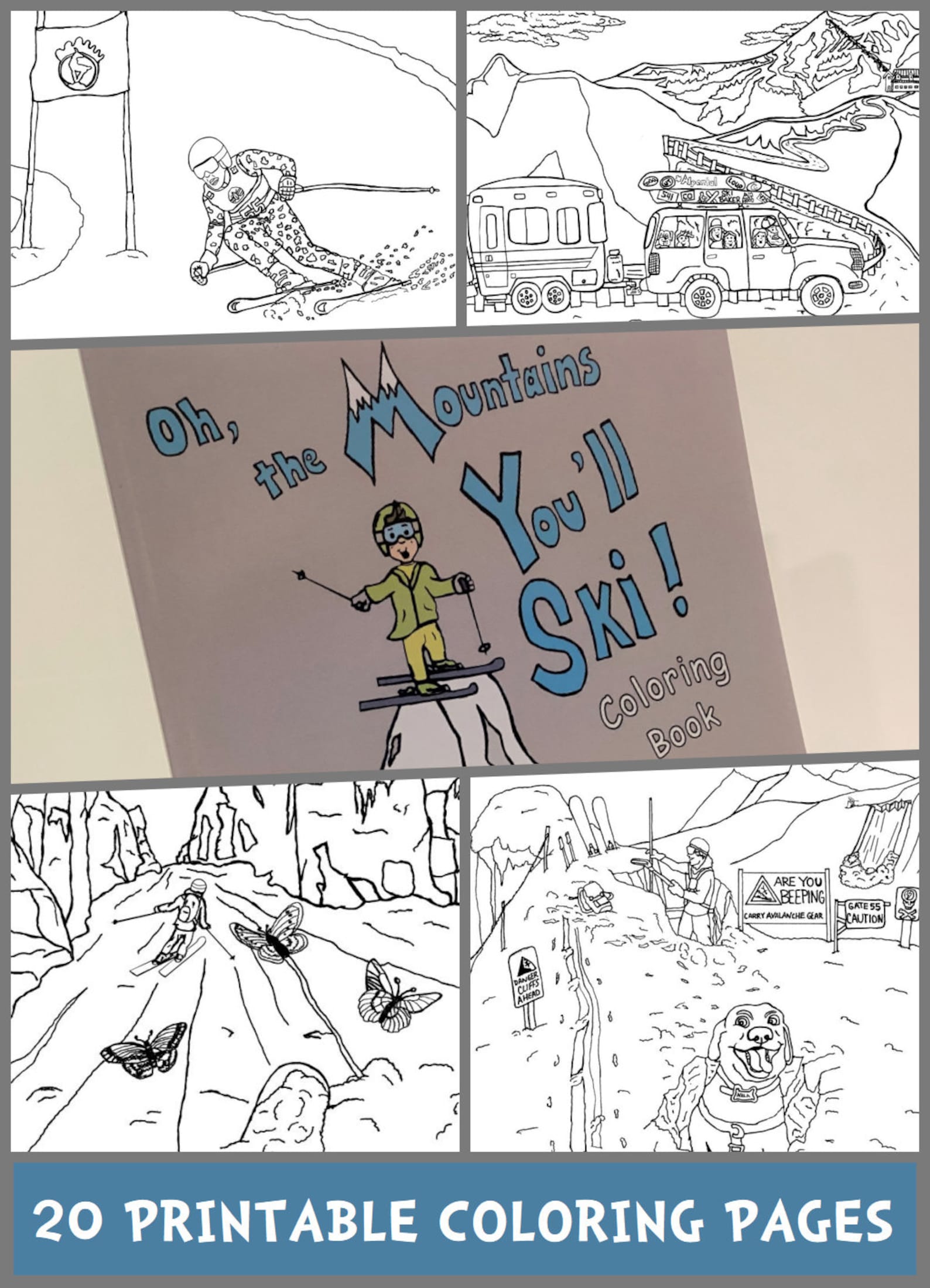 Ski Coloring Pages From Oh the Mountains You'll Ski! by Dr. Chutes 20 ...