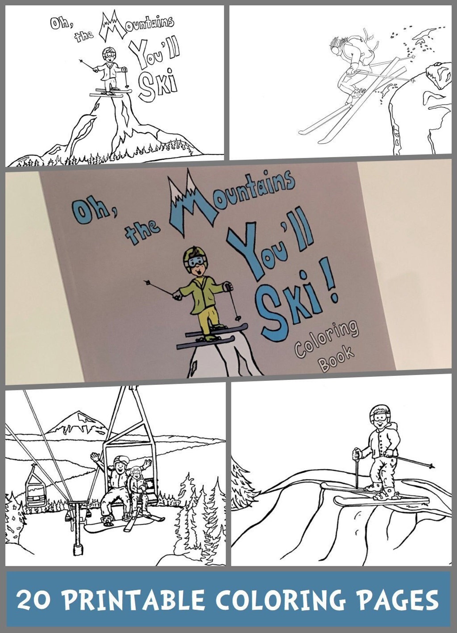 Ski Coloring Pages From Oh the Mountains You'll Ski! by Dr. Chutes 20 ...