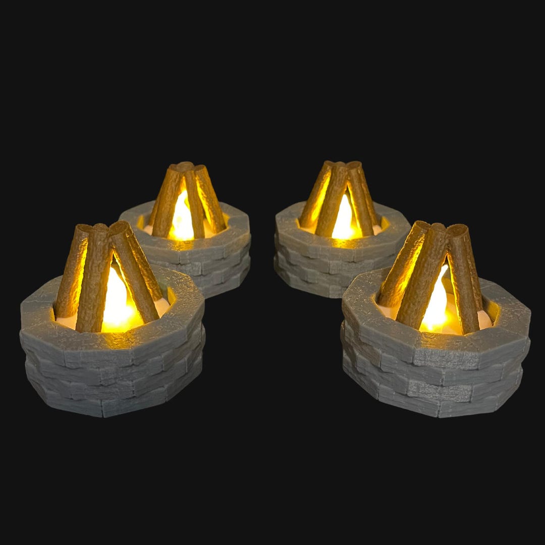 4-pack Miniature Fire Pits – With Removable Logs & Flickering Flame - Etsy