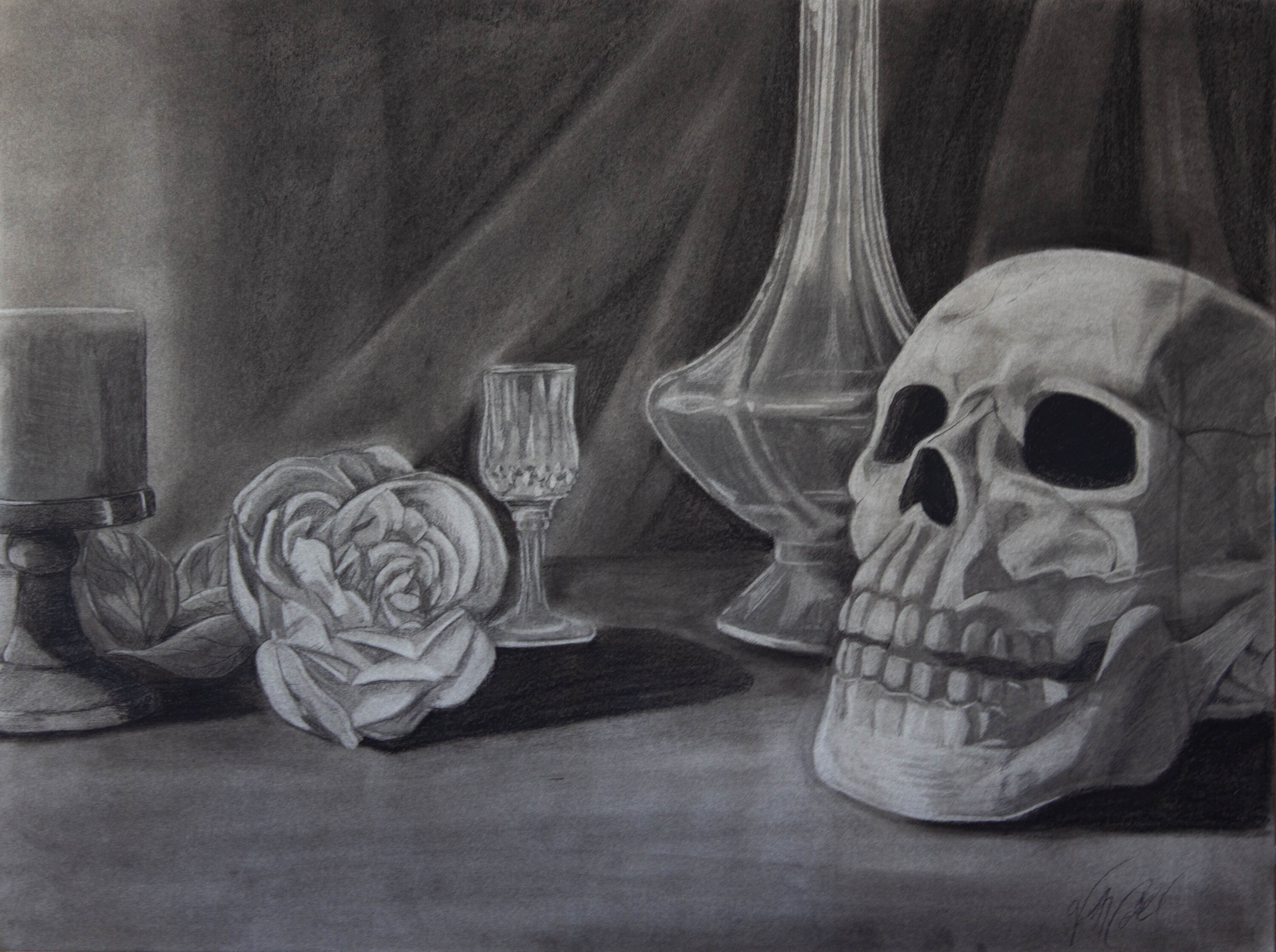 Still Life Black And White Charcoal