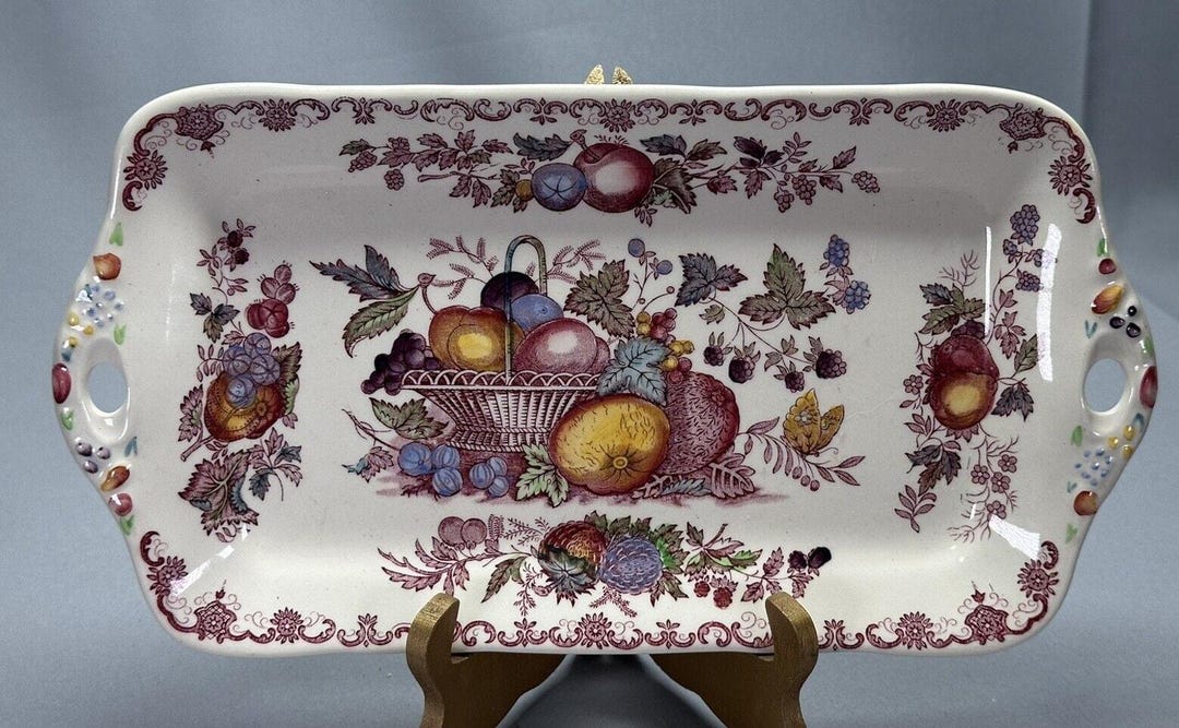 Masons Red FRUIT BASKET Sandwich Tray 12.5 Inches England Ironstone ...