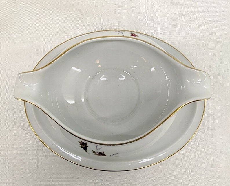 Rosenthal Alemania Winifred Moss Rose Gravy Bowl con placa inferior ...