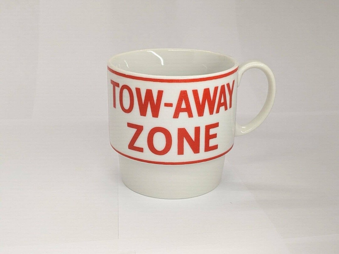 Vintage Ceramic Mugs "tow-away ZONE " - Etsy