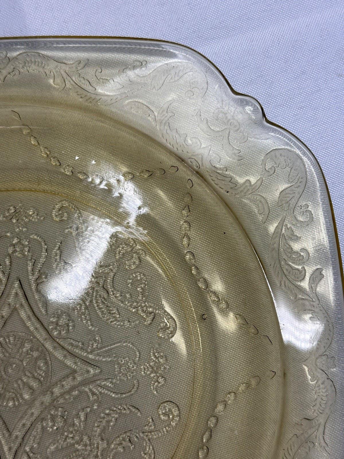 Federal Depression Glass, Madrid Amber Yellow 9 Iinch Diameter Square ...