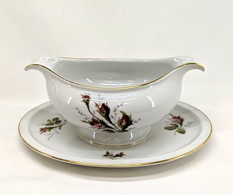 Rosenthal Alemania Winifred Moss Rose Gravy Bowl con placa inferior ...