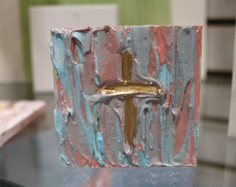 Gold Cross on Clear Acrylic Block House Decor Holiday Decor Easter ...